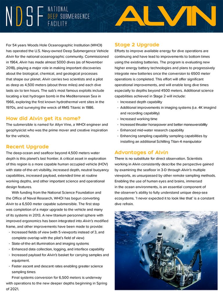 HOV Alvin - National Deep Submergence Facility