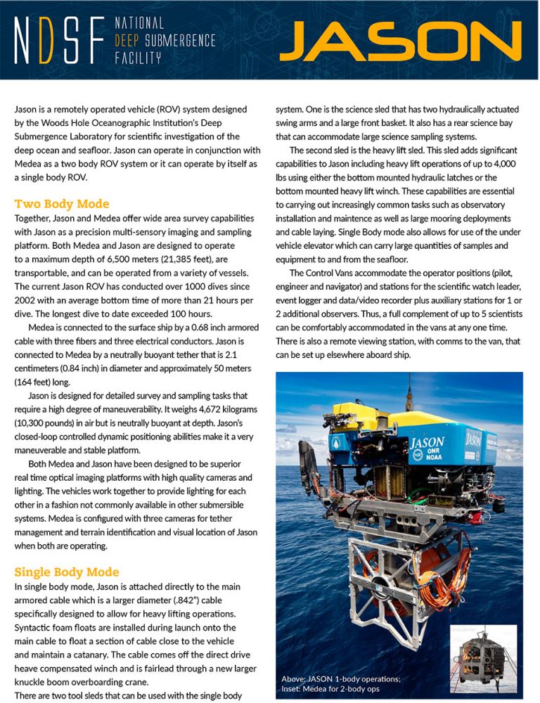 ROV Jason - National Deep Submergence Facility