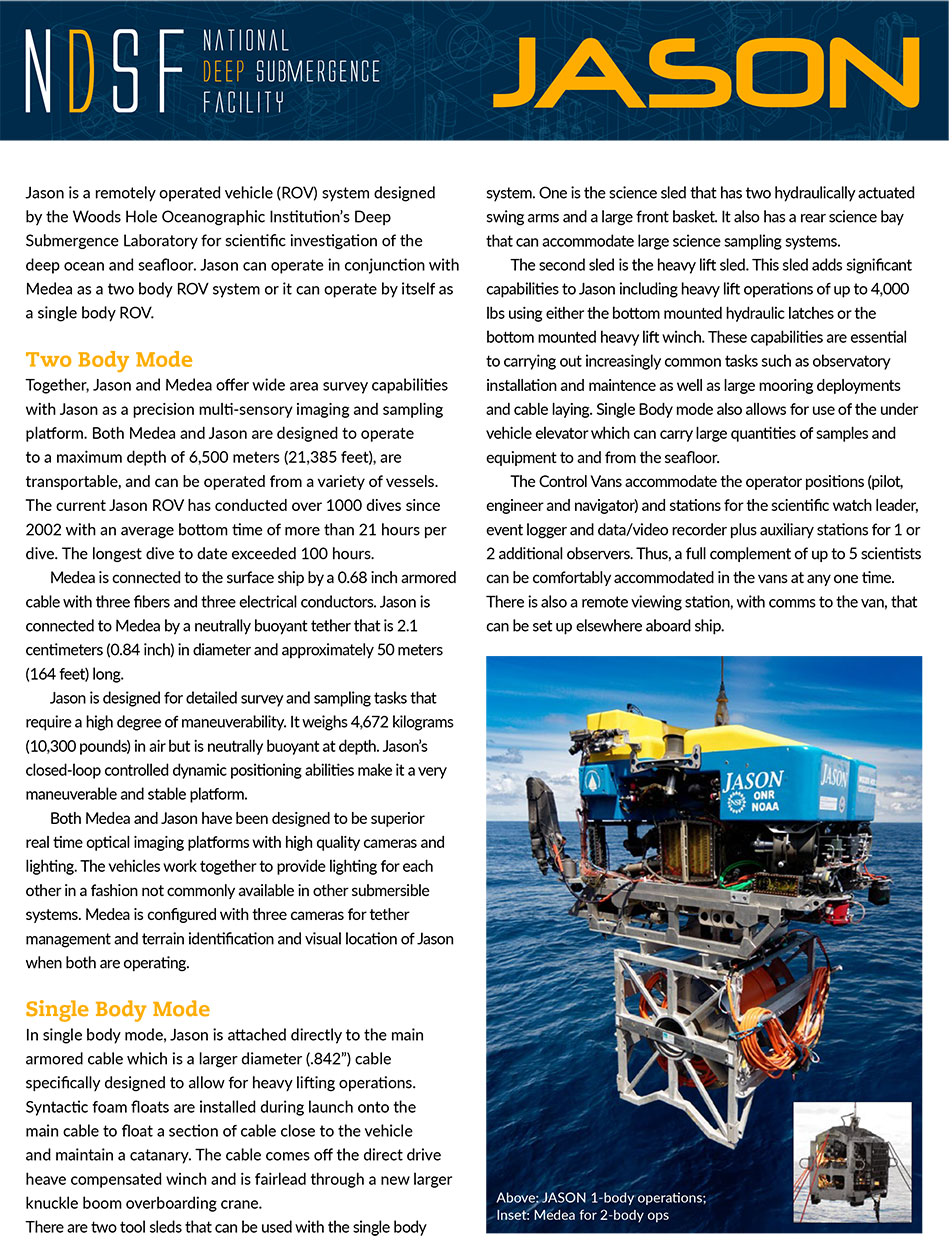 ROV Jason - National Deep Submergence Facility