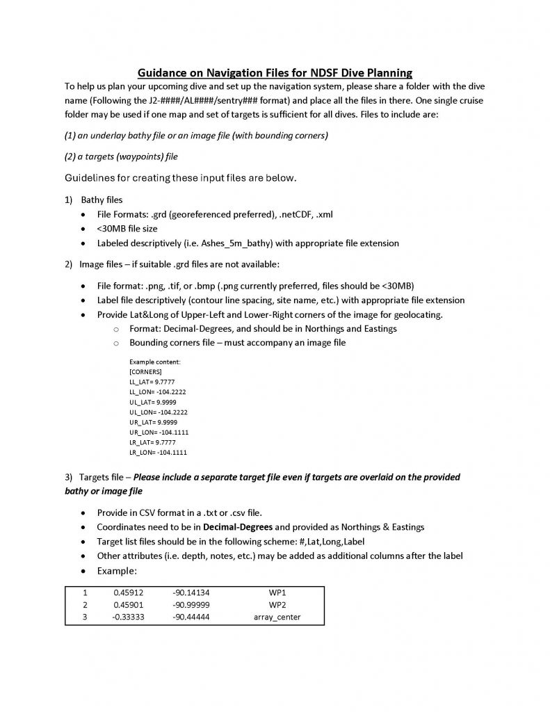 Sentry Training Materials - National Deep Submergence Facility